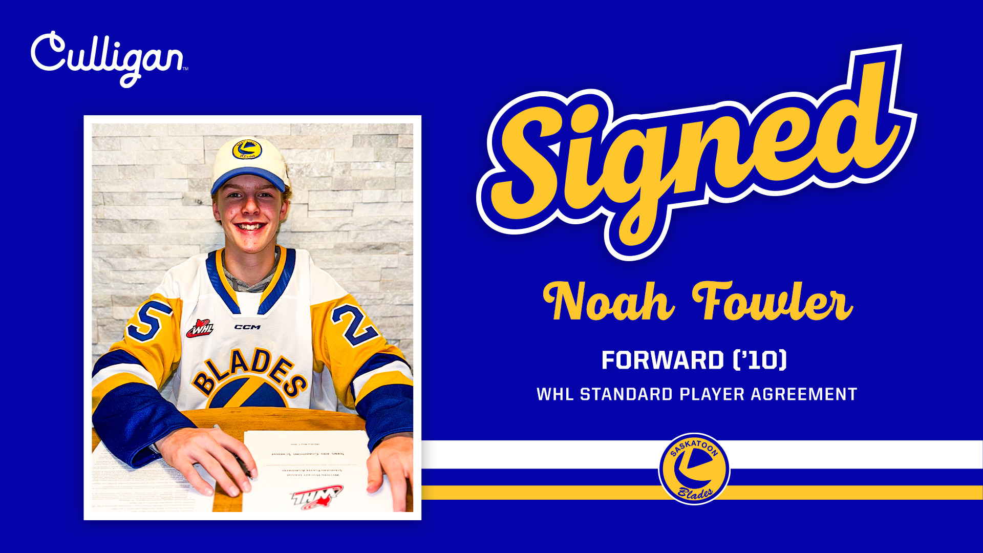 Blades ink their second pick of 2025 WHL Prospects Draft Noah Fowler ...