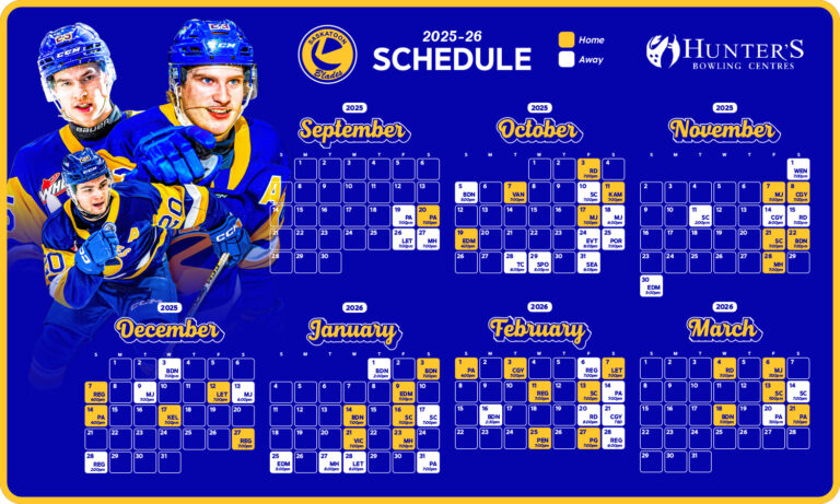 2025-26 Regular Season Calendar - Saskatoon Blades