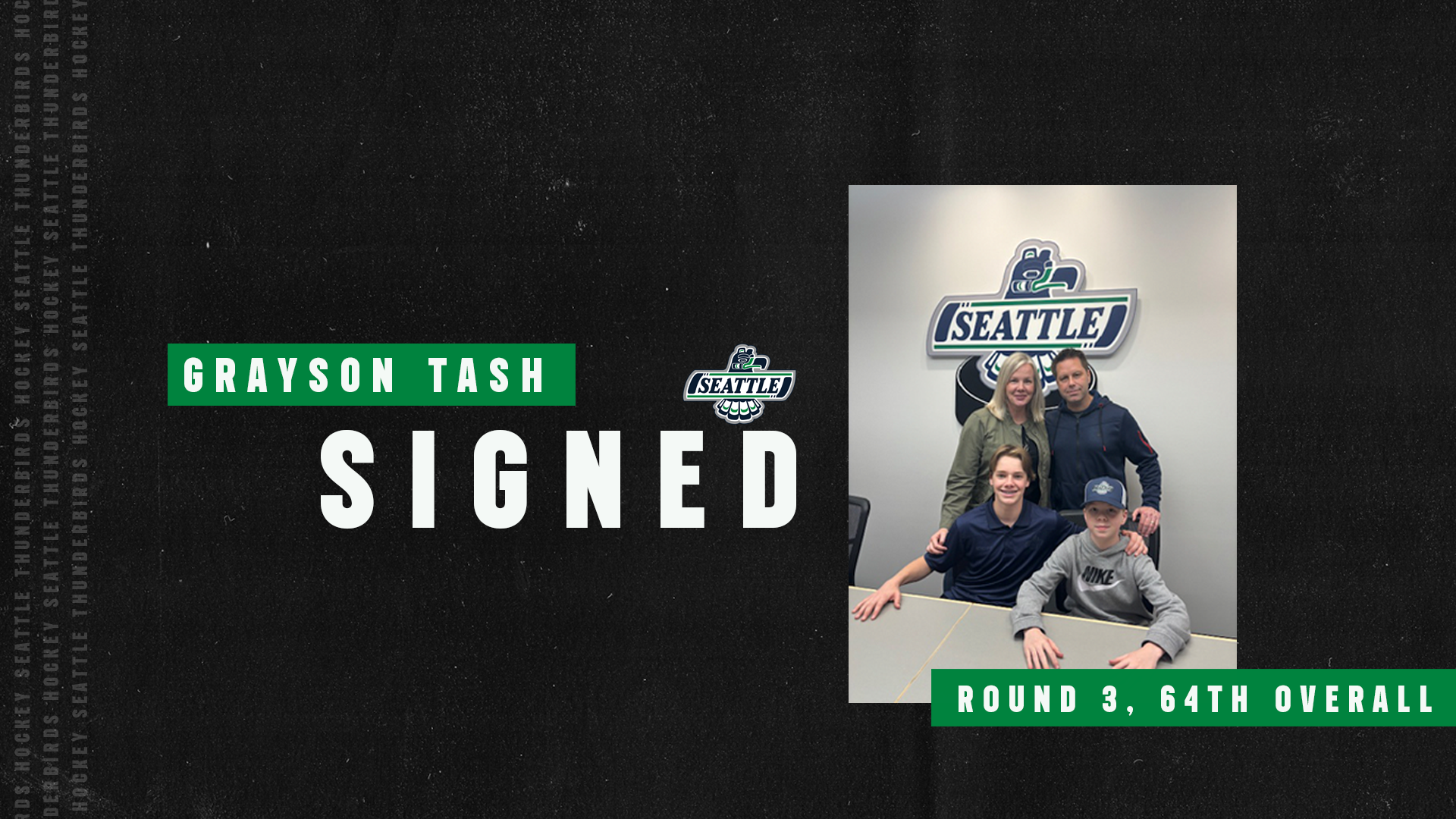 Thunderbirds Sign Grayson Tash - Seattle Thunderbirds