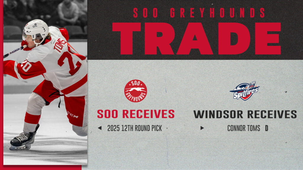 Hounds trade Connor Toms to Windsor - Soo Greyhounds