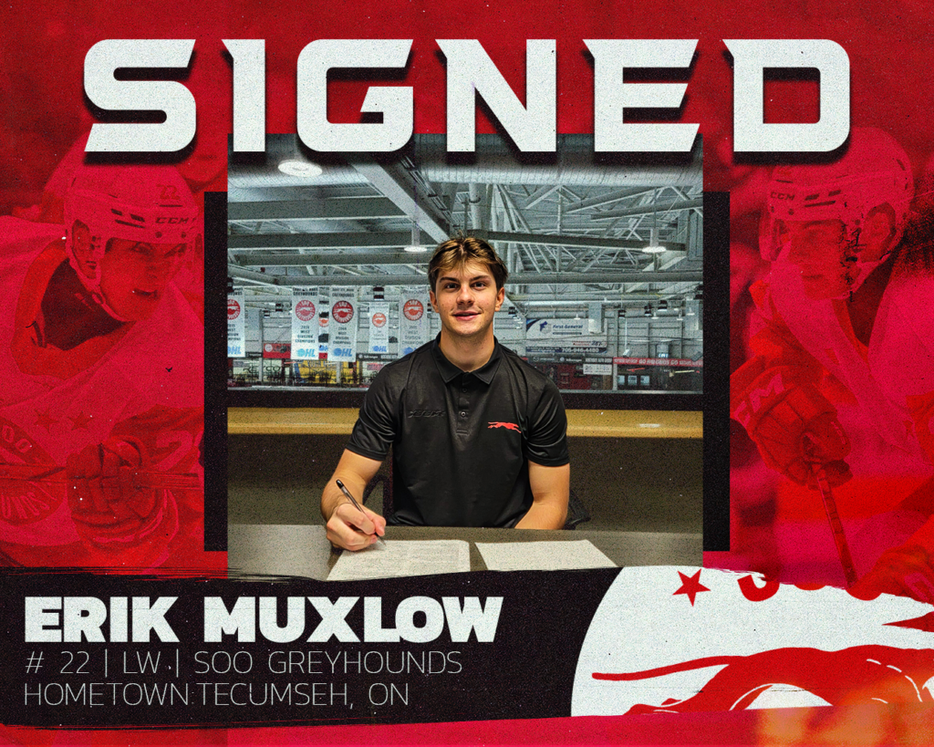 Erik Muxlow signed to Scholarship and Development Agreement - Soo Greyhounds