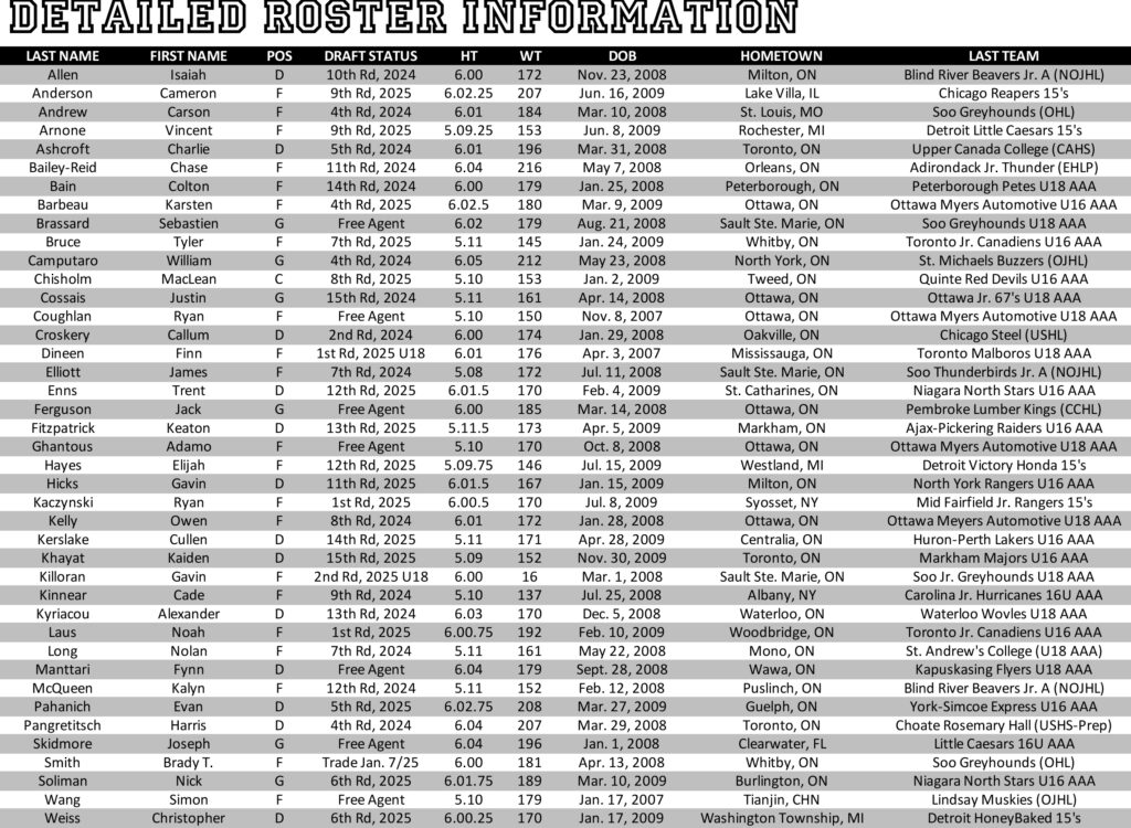 Line-Up Sheet - Soo Greyhounds
