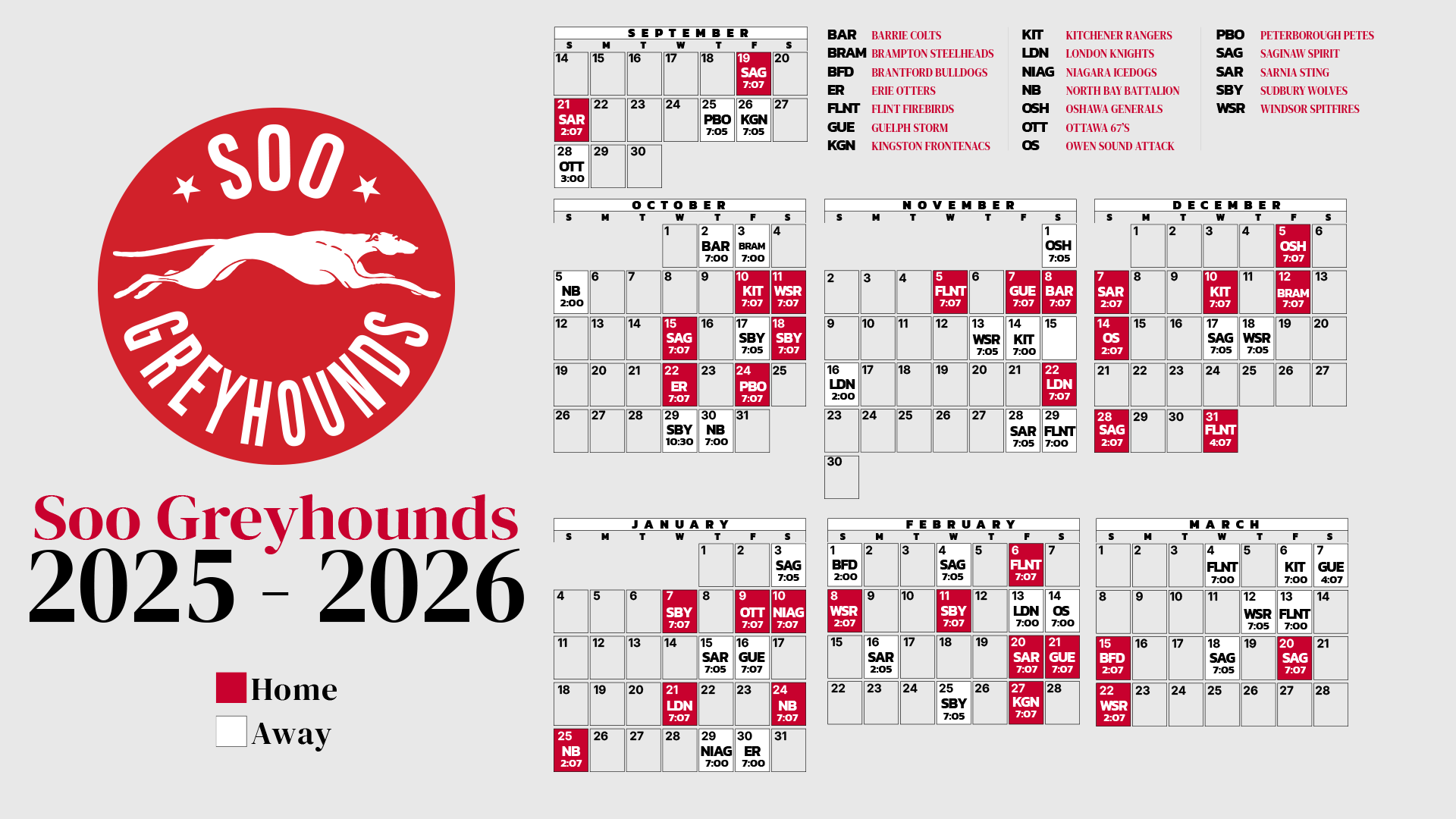 OHL Announces 2025-26 Regular Season Schedule - Soo Greyhounds
