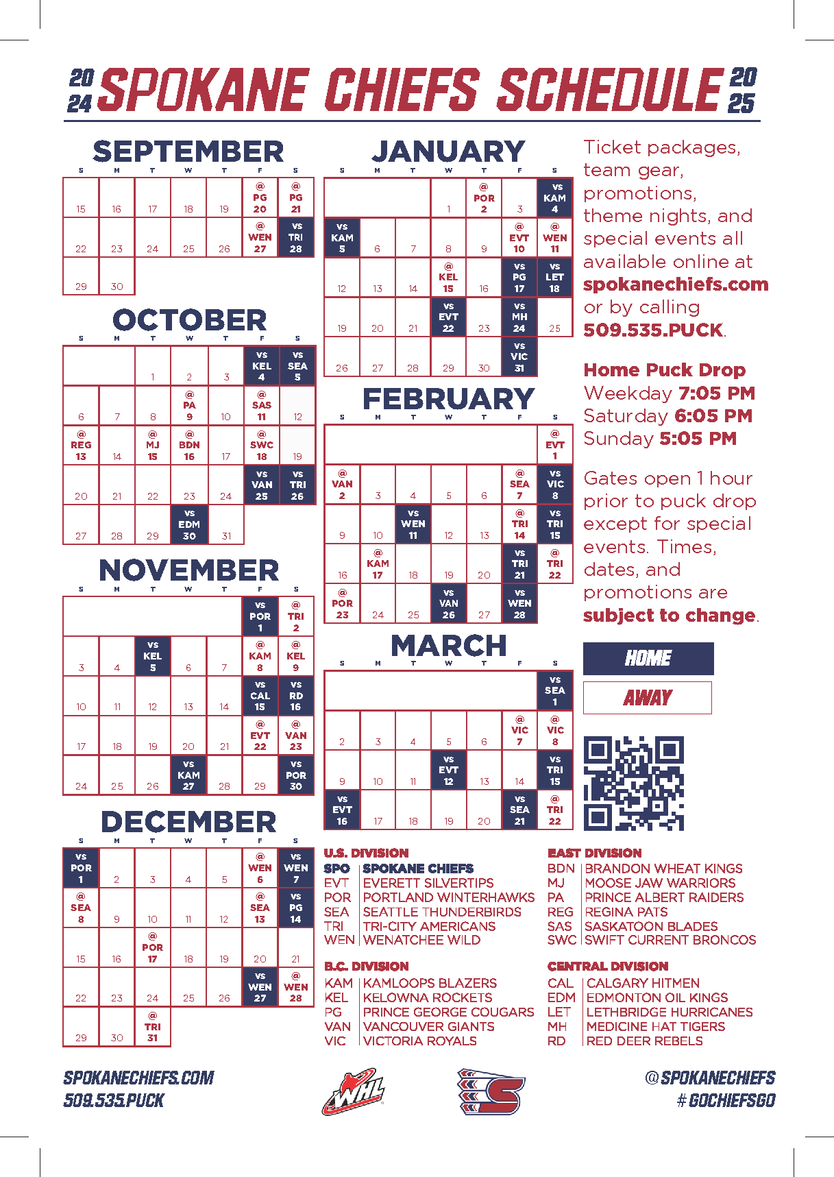 Spokane Chiefs 24-25 Schedule - Spokane Chiefs