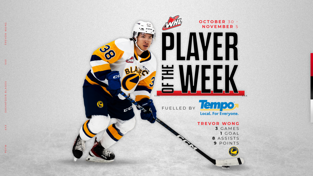 Blades captain Wong named Tempo WHL Player of the Week - Western Hockey ...