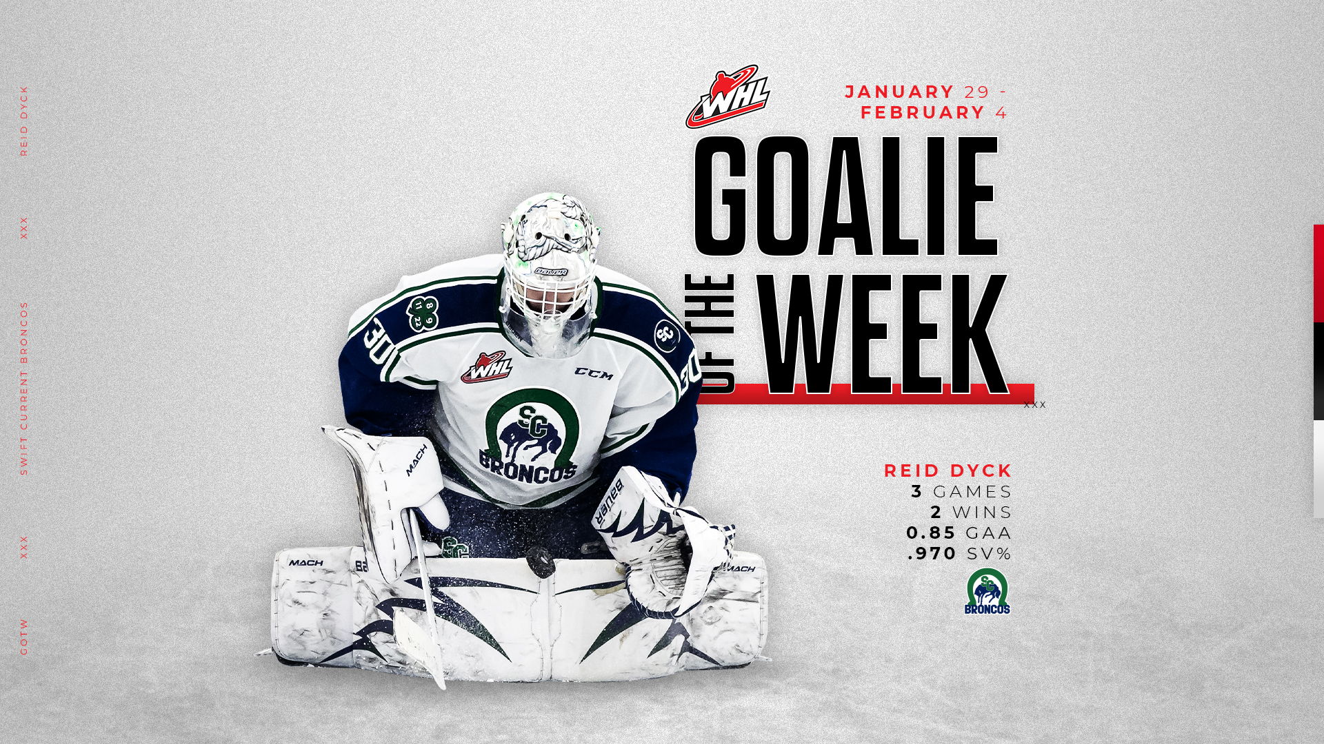Bruins prospect Dyck named WHL Goaltender of the Week - Western Hockey ...