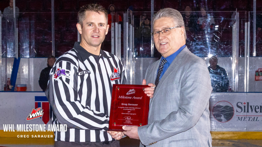 WHL Official Sarauer receives WHL Milestone Award - Western Hockey League