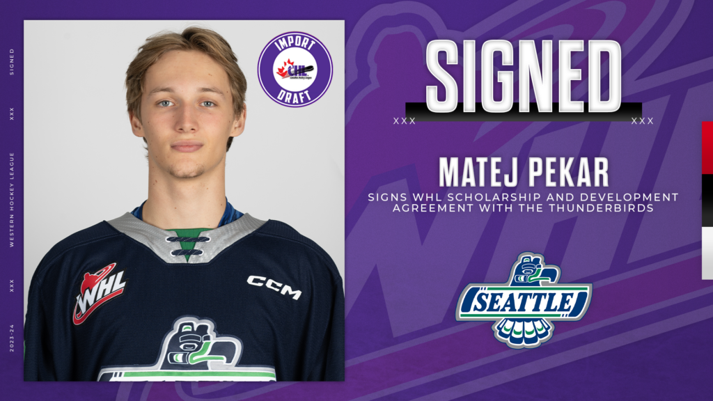 Seattle Thunderbirds sign Czech centre Matej Pekar - Western Hockey League