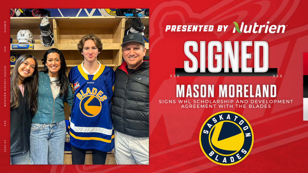 Blades sign Mason Moreland to a WHL Scholarship and Development ...