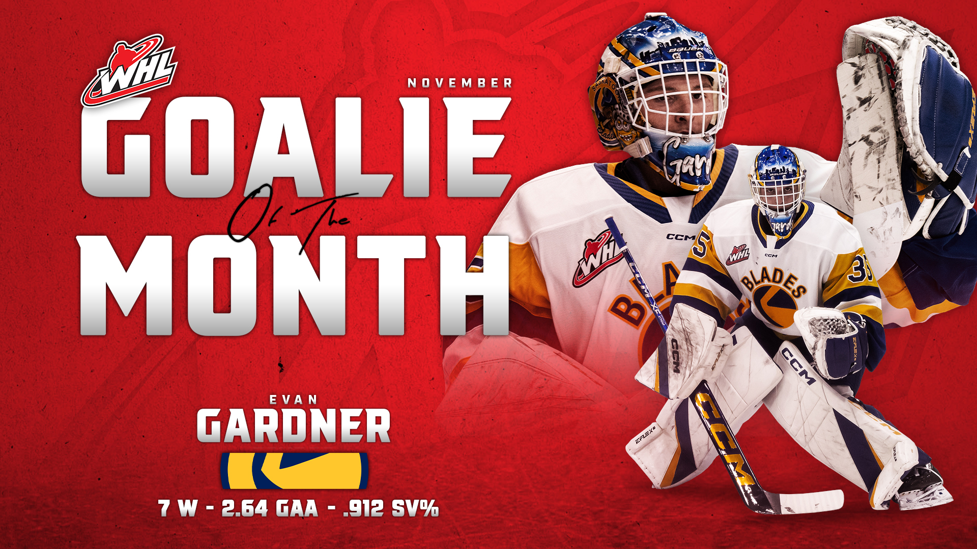 Blue Jackets prospect Gardner named WHL Goaltender of the Month ...