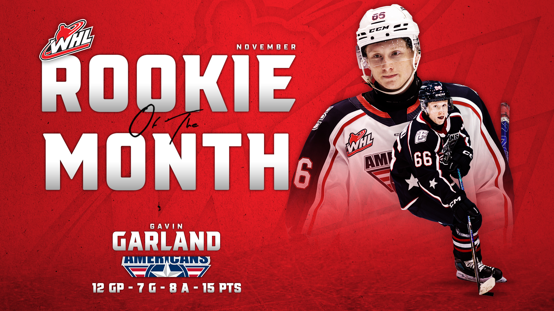 Americans forward Garland named WHL Rookie of the Month - Western ...