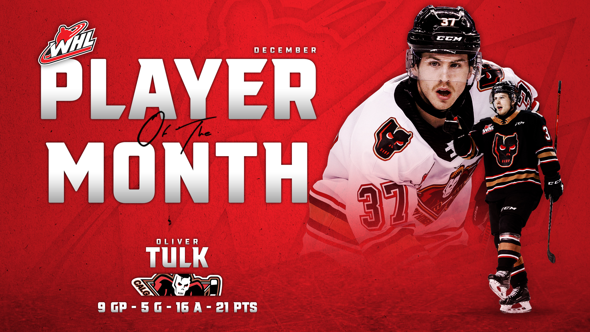 Hitmen forward Tulk named WHL Player of the Month for December - Western Hockey League
