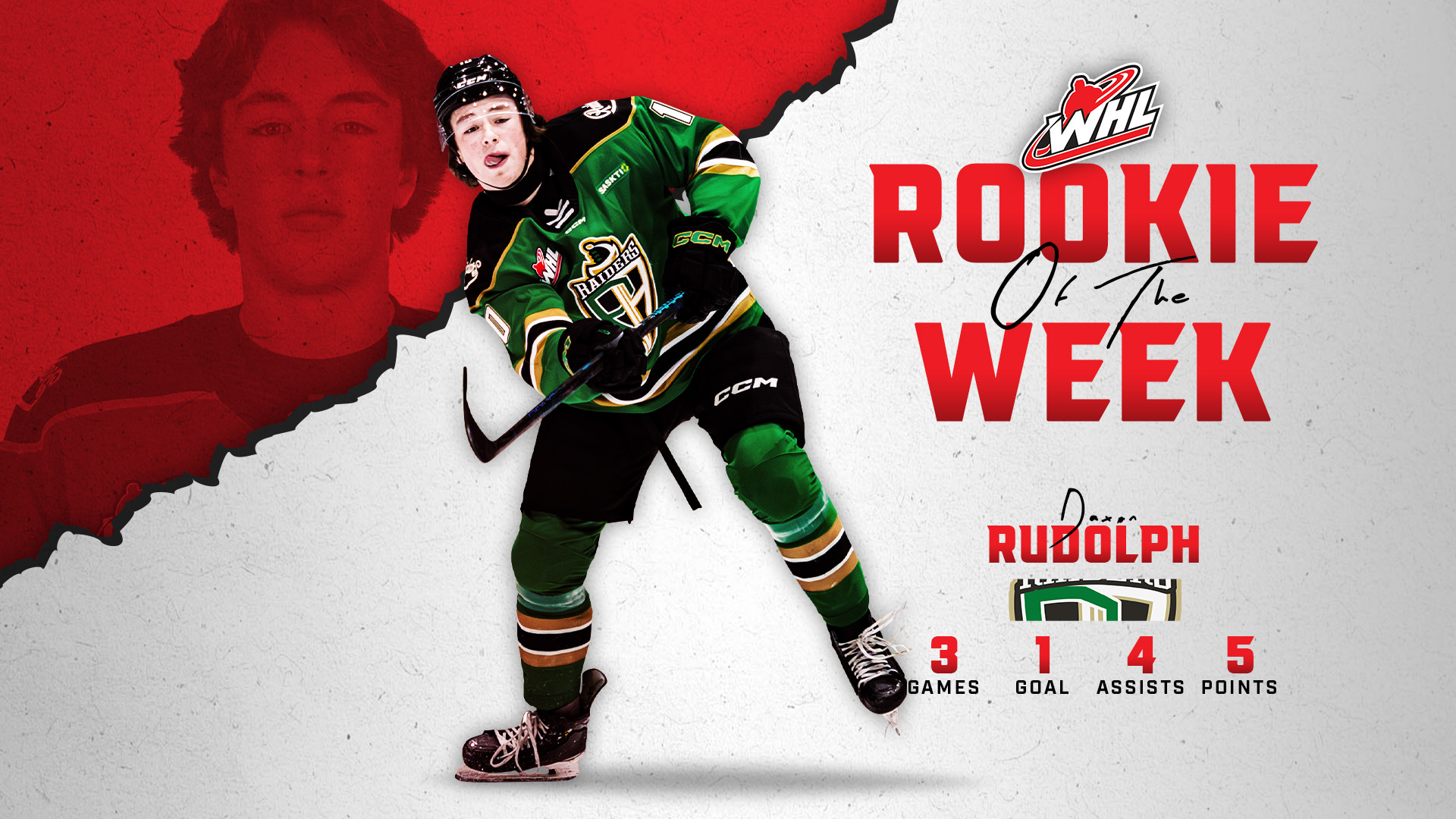 Raiders defenceman Rudolph named WHL Rookie of the Week - Western ...