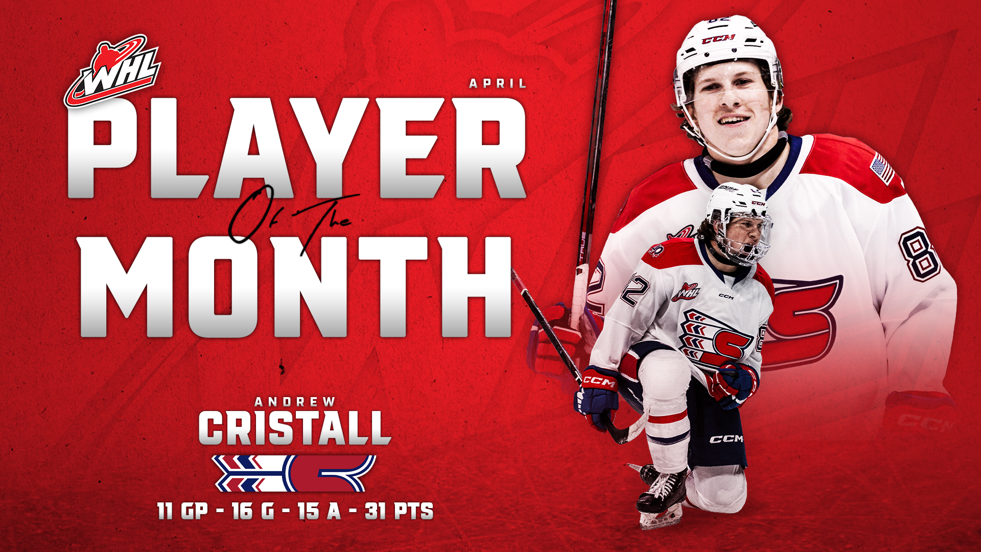Capitals prospect Cristall named WHL Player of the Month for April - Spokane Chiefs