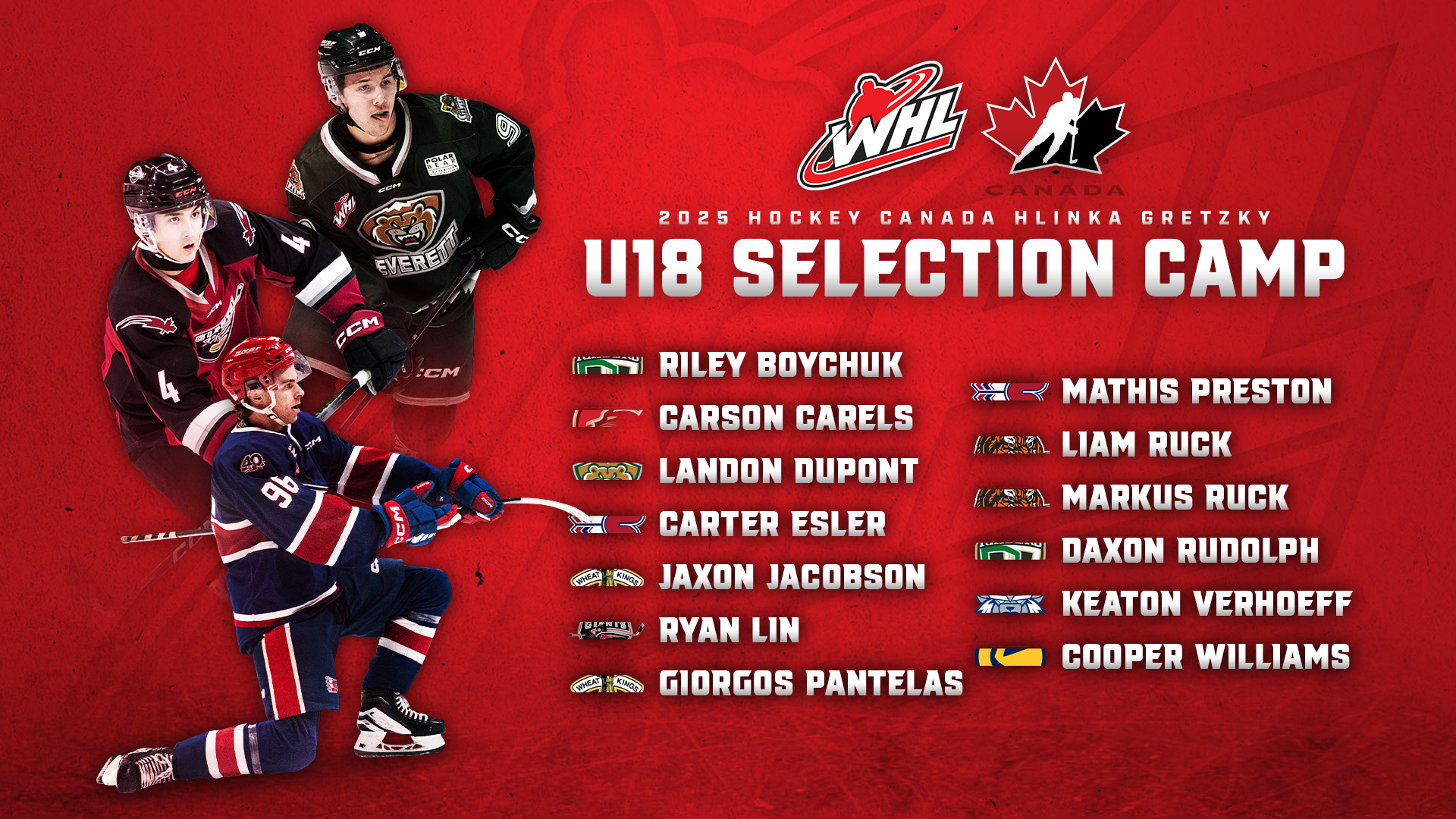 13 WHL players named to roster for Canada's National Men's Summer Under-18 Team selection camp ...