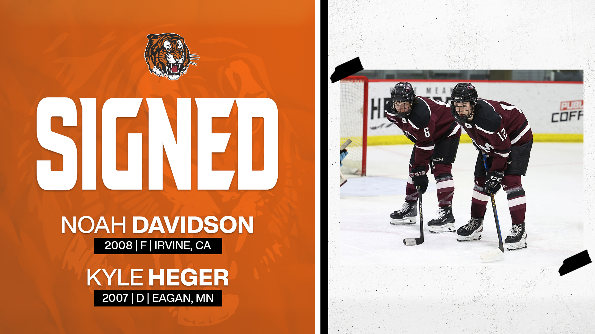 Tigers Sign Davidson And Heger To WHL Scholarship & Development ...