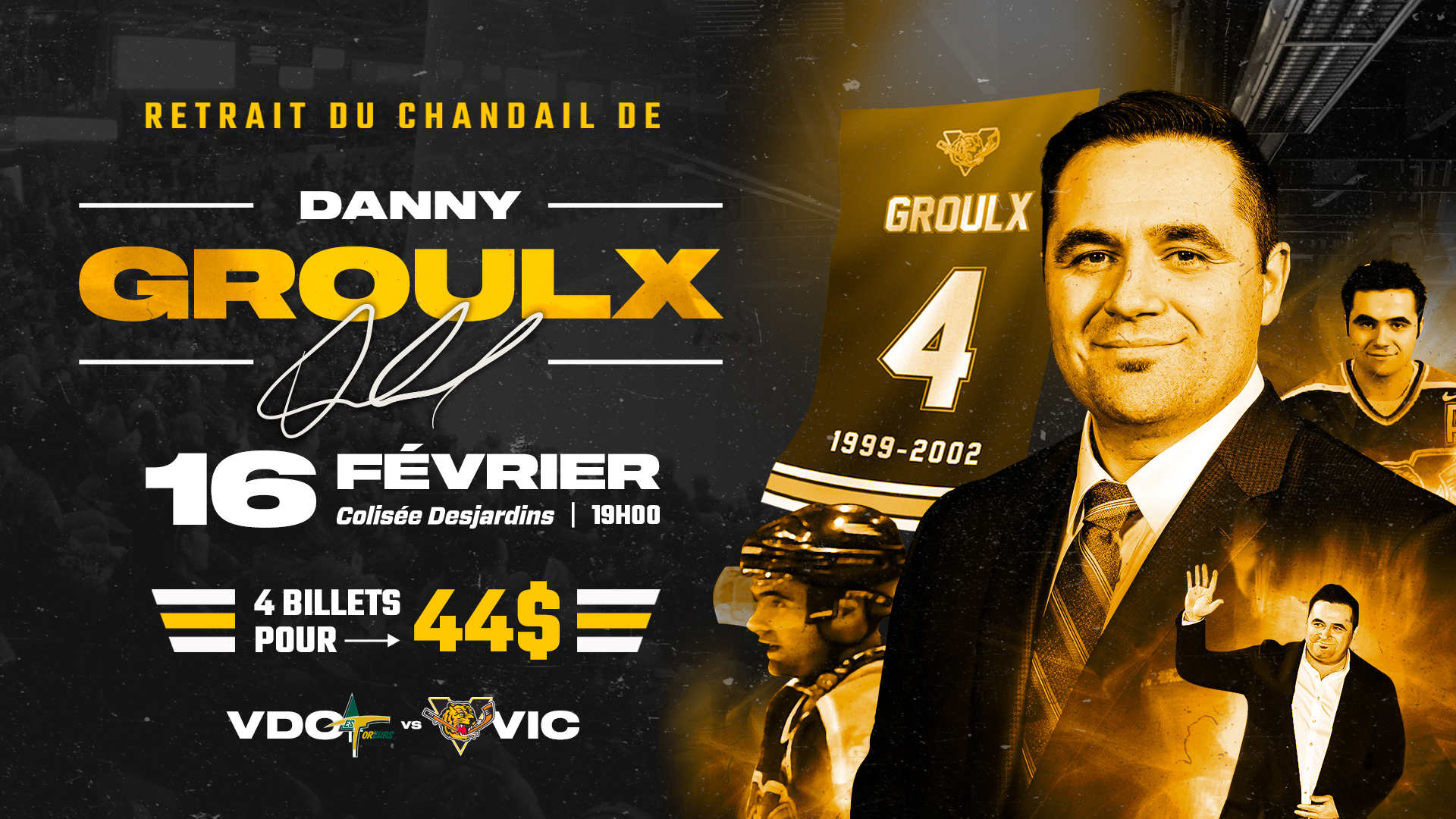 Retrait du chandail de Danny Groulx - 16 février 2024 - Les Tigres de ...