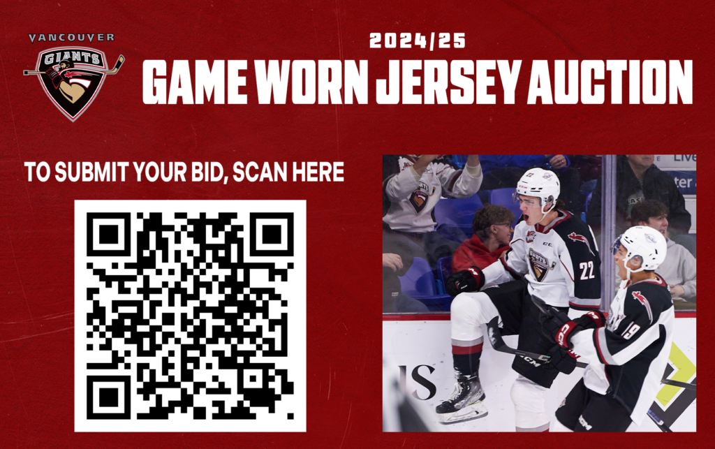 Giants Authentic Game Worn Jersey Auction - Vancouver Giants