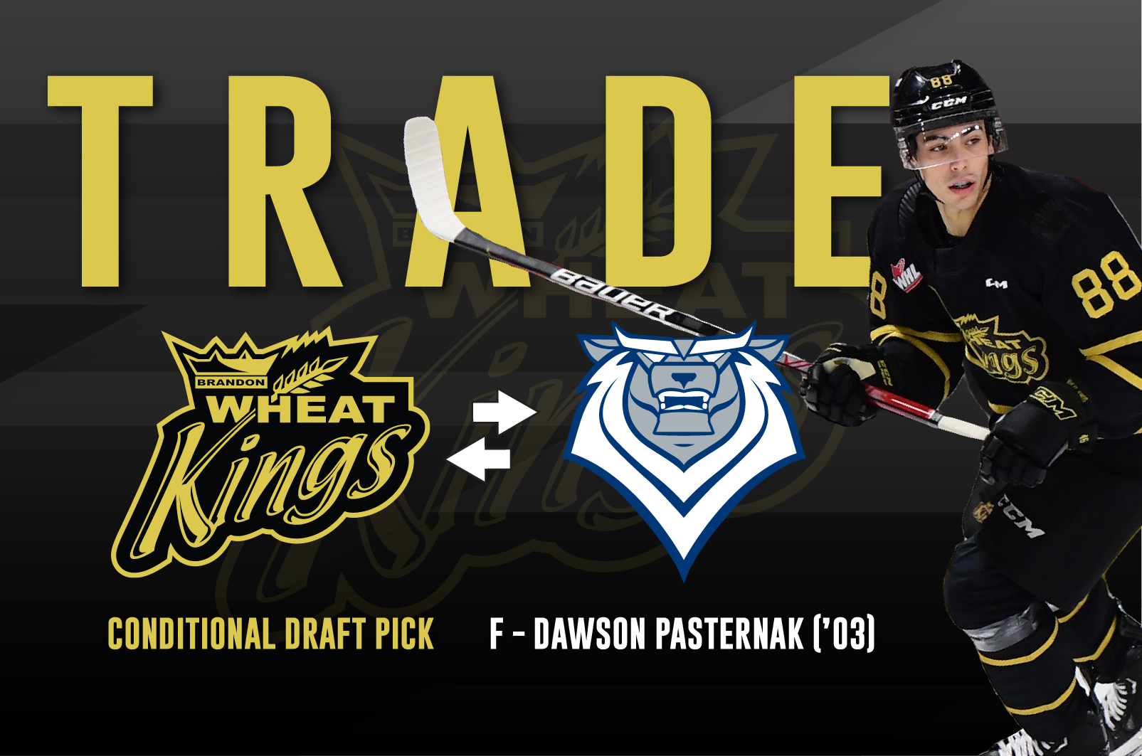 Wheat Kings Send Overage Forward Pasternak To Royals - Brandon Wheat Kings