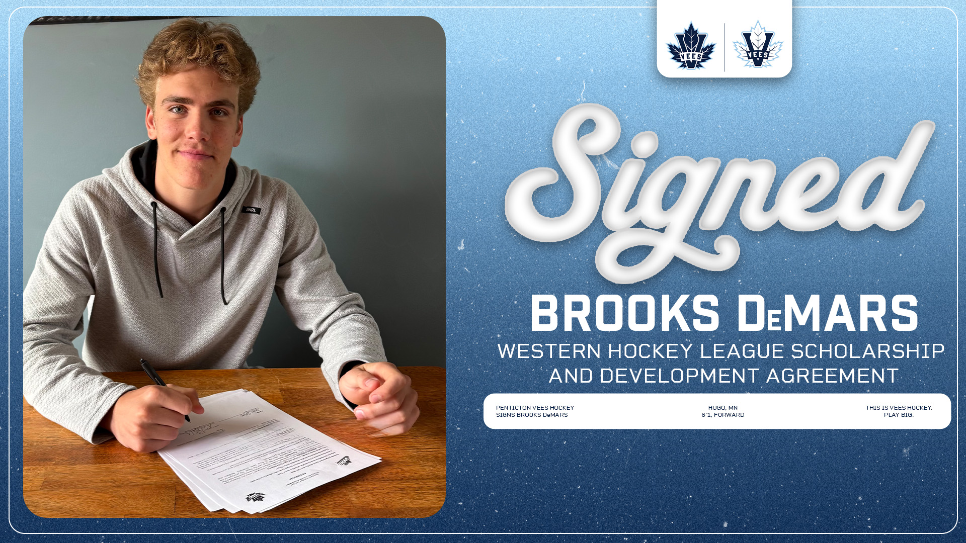 Vees sign 2009-born forward Brooks DeMars – Penticton Vees