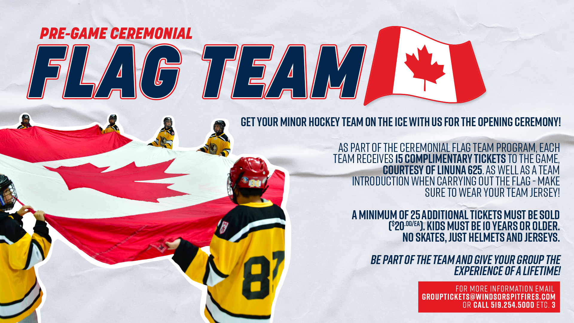 Pre Game Ceremonial Flag Team - Windsor Spitfires