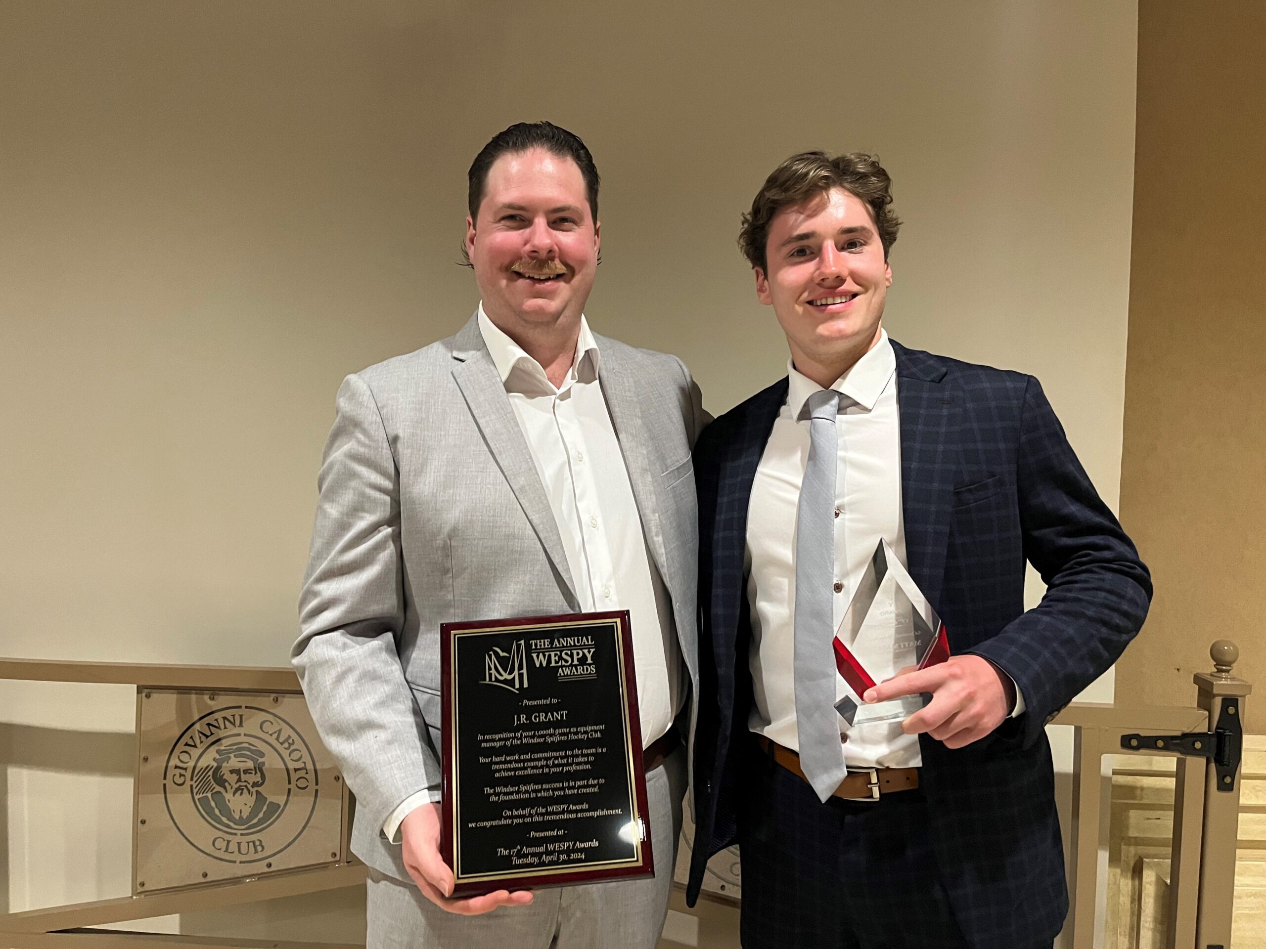 J.R Grant and Matthew Maggio Honoured at the WESPYS - Windsor Spitfires J.R Grant and Matthew Maggio Honoured at the WESPYS - Windsor Spitfires