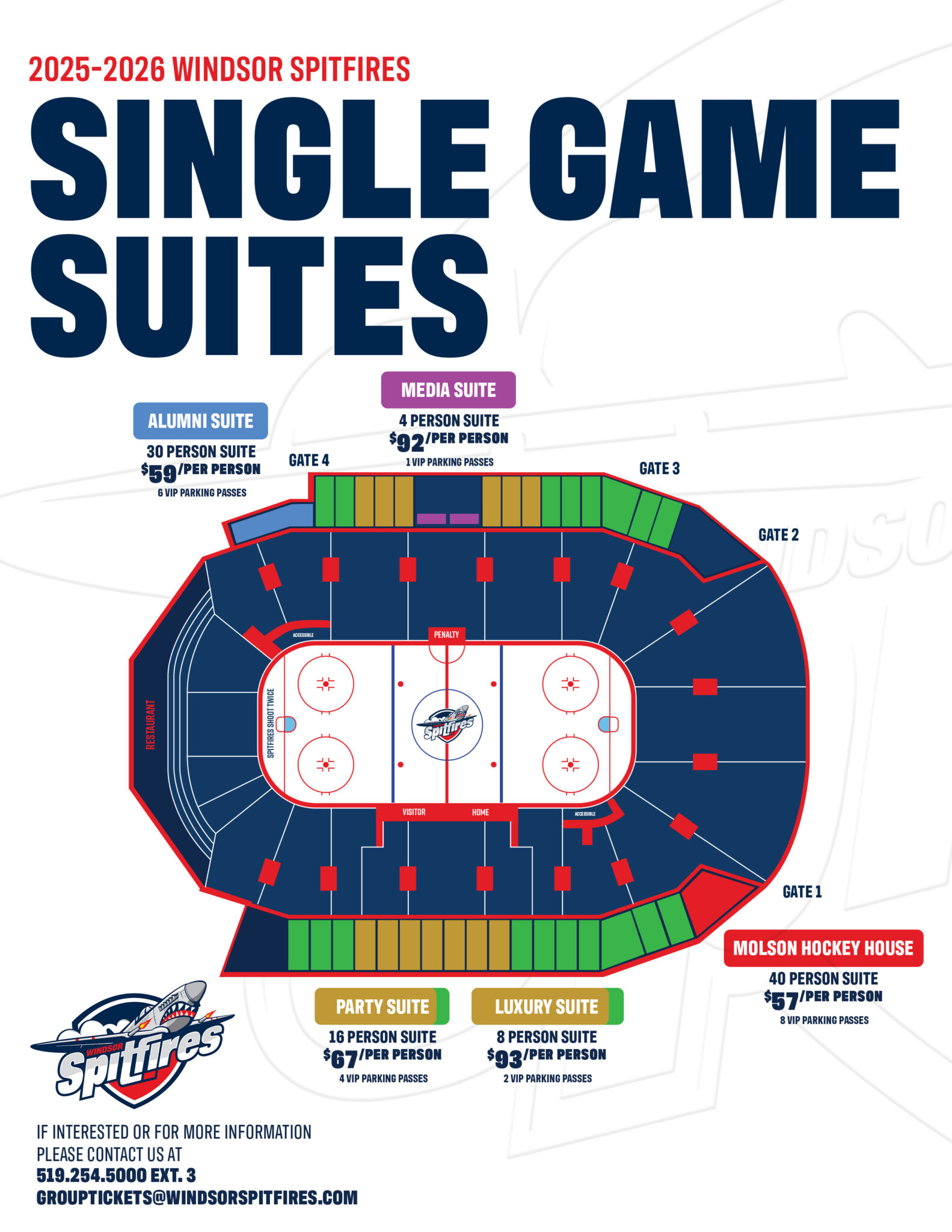 Single Game Suite Rentals - Windsor Spitfires